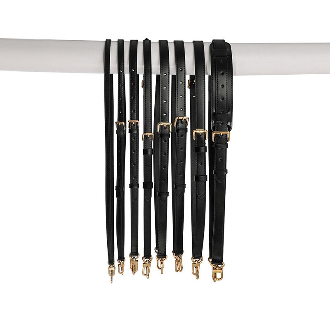 Black Smooth Leather Bag Strap 1cm 1.2cm 1.5cm 1.8cm 2cm 2.5cm Leather ...