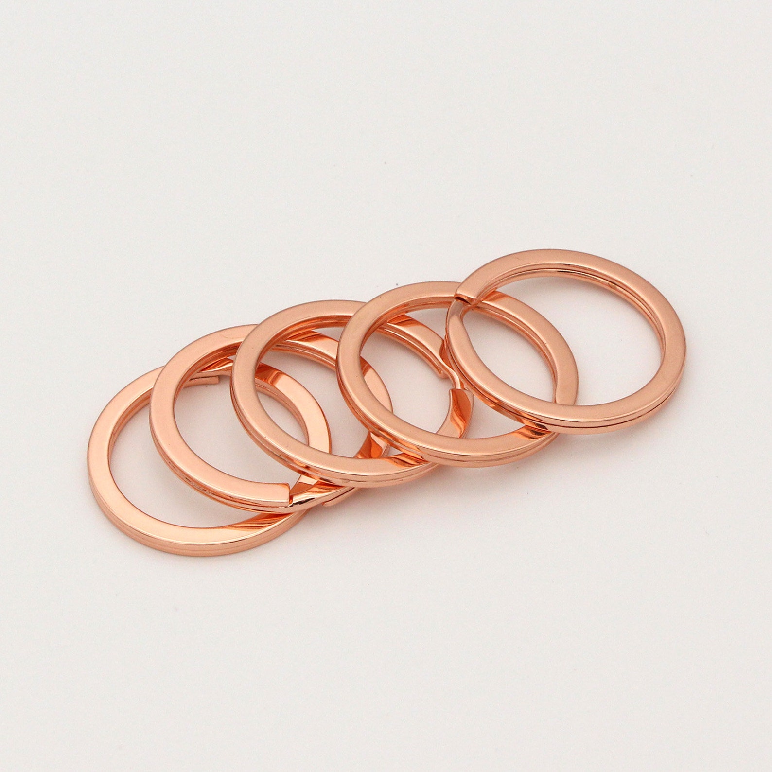 10pcs Rose Gold Key Ring 33mm Round Flat Split Keyring Key - Etsy