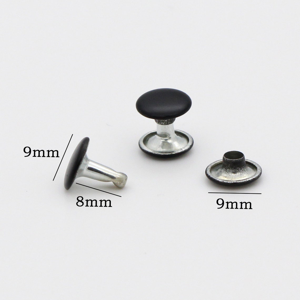 50set 98mm Matte Black Double Cap Rivets Rapid Rivets Round - Etsy
