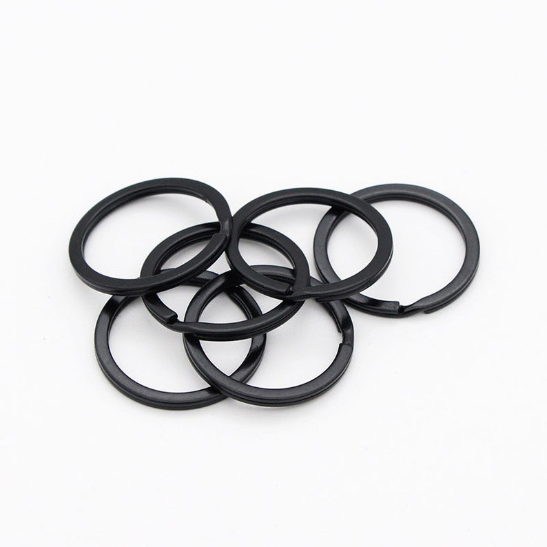 10pcs Black key ring 30mm Round Flat Split Keyring Key chain | Etsy