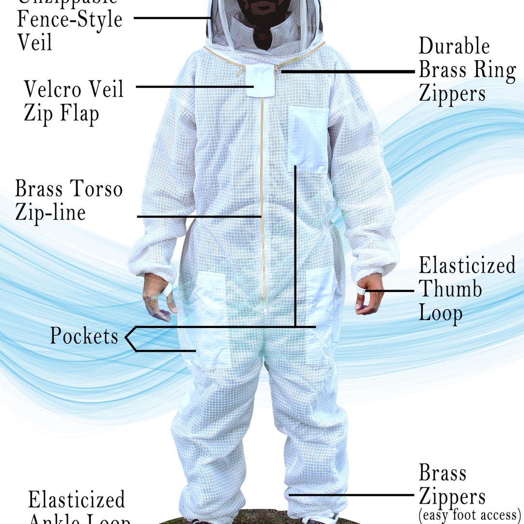 Premium 3-layer Ventilated Beekeeper Suit With Removable Veil ...