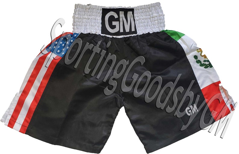 US/MEXICO Flag Black Fabric With White Elastic Boxing Boxing | Etsy