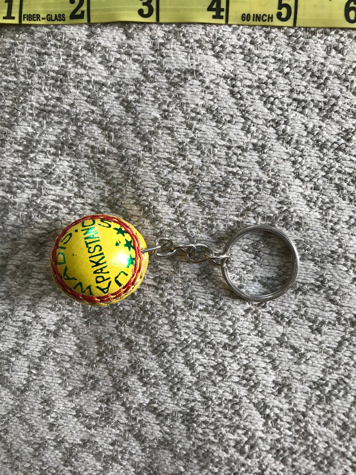 YELLOW Mini Cricket Ball Key Chain, Leather YELLOW Color Mini Cricket ...