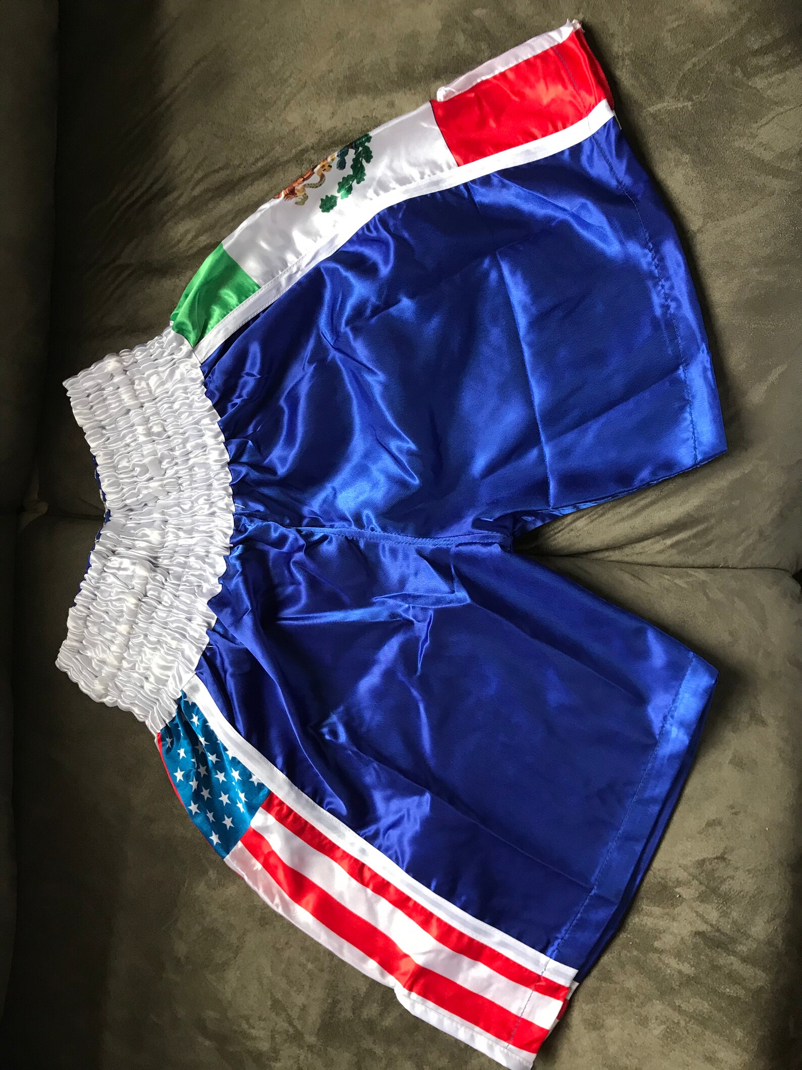 Blue US/MEXICO Flag With White Elastic Boxing, Boxing Training, Fitness ...