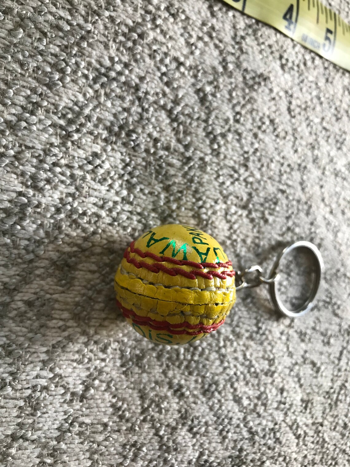 YELLOW Mini Cricket Ball Key Chain, Leather YELLOW Color Mini Cricket ...