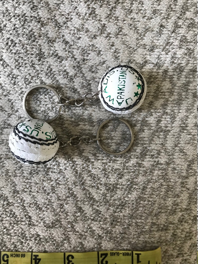WHITE Mini Cricket Ball Key Chain, Leather WHITE Color Mini Cricket ...