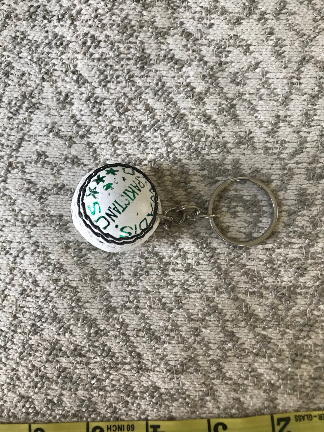 WHITE Mini Cricket Ball Key Chain, Leather WHITE Color Mini Cricket ...