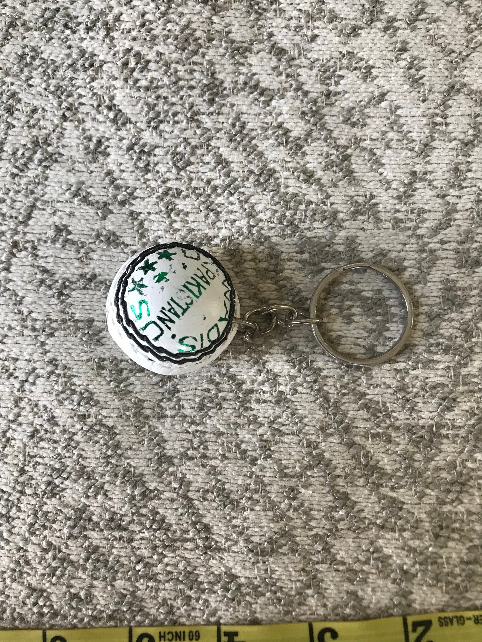 WHITE Mini Cricket Ball Key Chain, Leather WHITE Color Mini Cricket ...