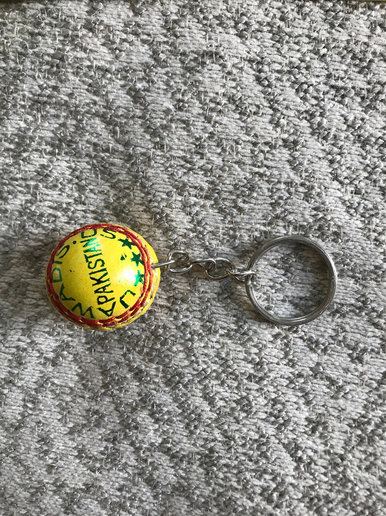 YELLOW Mini Cricket Ball Key Chain, Leather YELLOW Color Mini Cricket ...