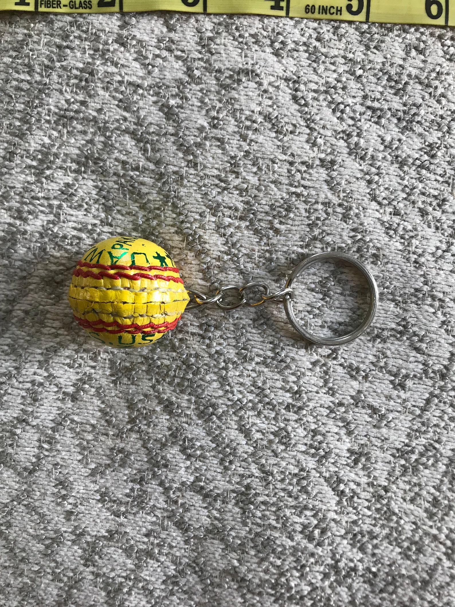 YELLOW Mini Cricket Ball Key Chain, Leather YELLOW Color Mini Cricket ...