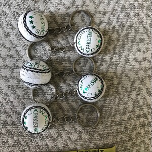 WHITE Mini Cricket Ball Key Chain, Leather WHITE Color Mini Cricket ...