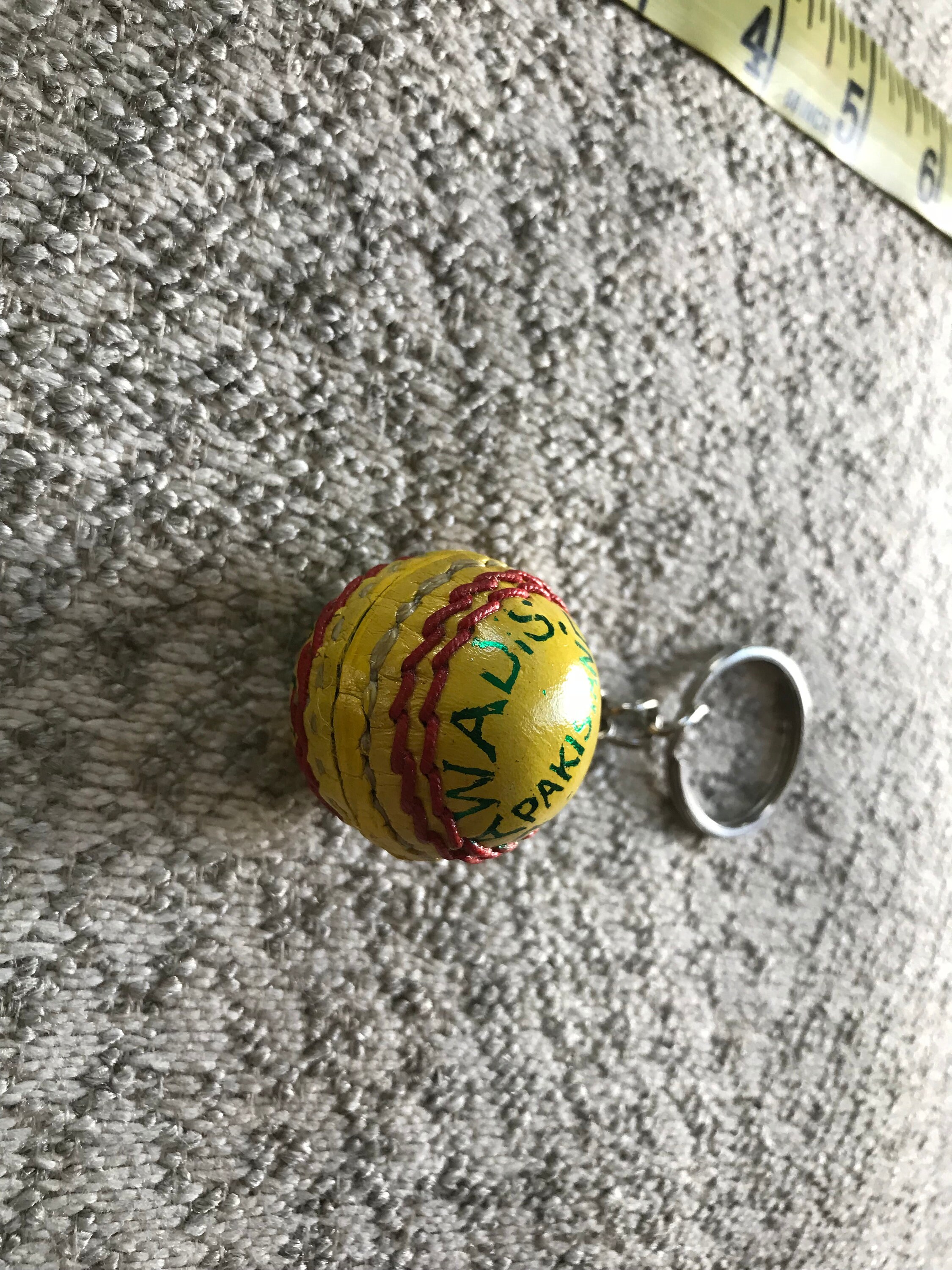 YELLOW Mini Cricket Ball Key Chain, Leather YELLOW Color Mini Cricket ...