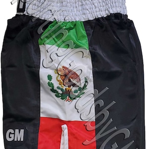 US/MEXICO Flag Black Fabric With White Elastic Boxing, Boxing Training ...