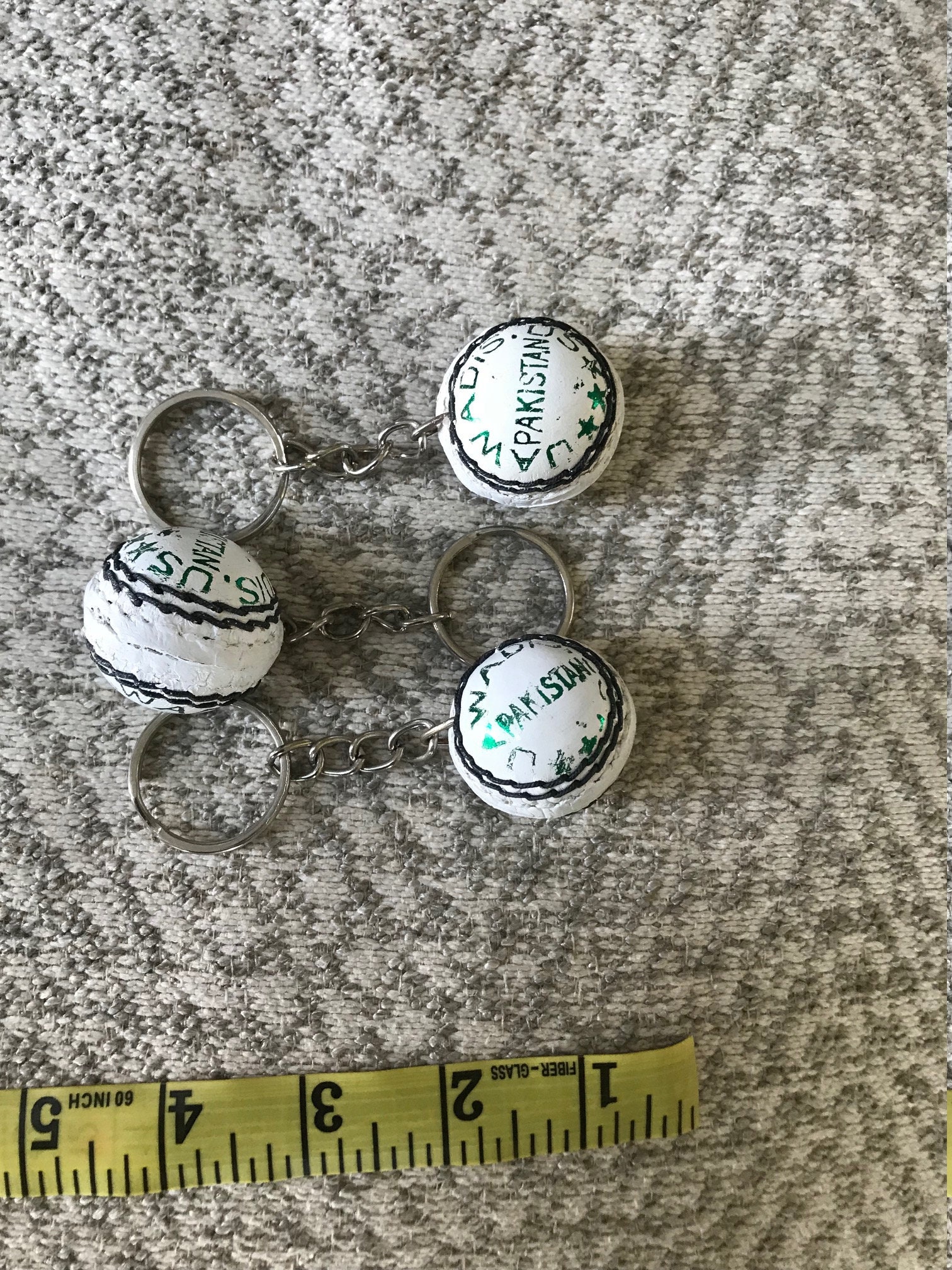 WHITE Mini Cricket Ball Key Chain, Leather WHITE Color Mini Cricket ...