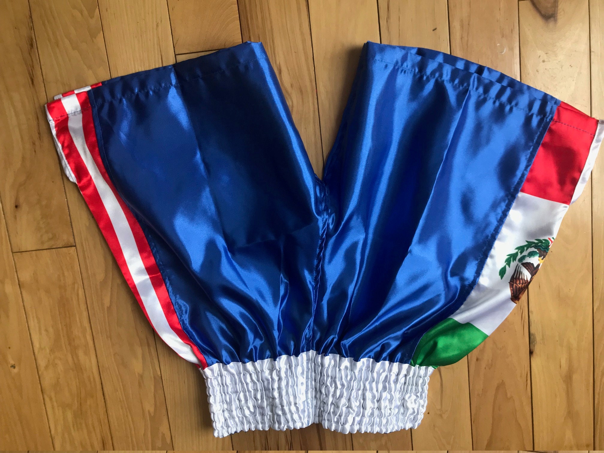 GM Blue Us/mexico Flag White Elastic Boxing Shorts Boxing - Etsy Norway