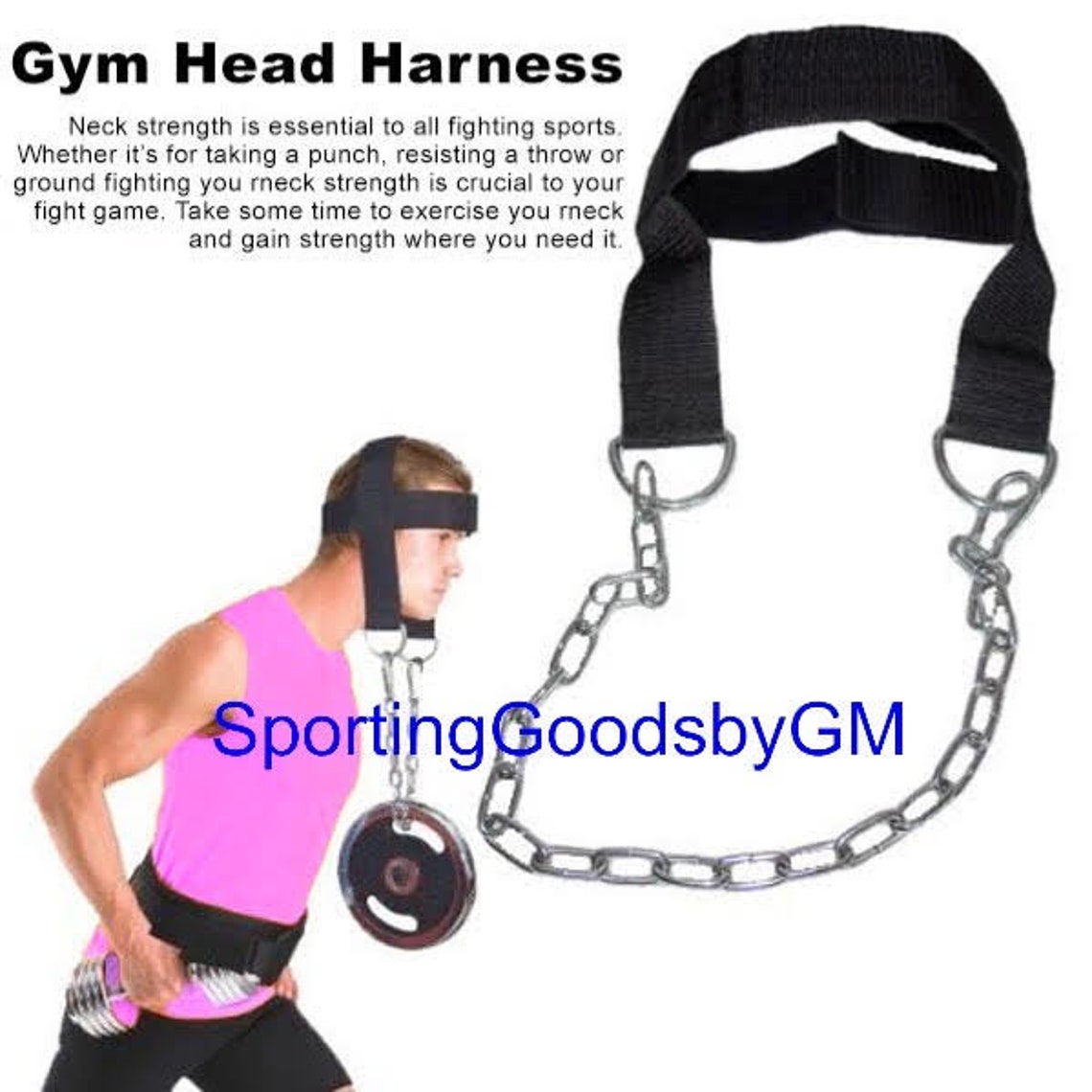 Gym Weight Lifting Head Neck strength Harness Strap Exercise Fitness ...