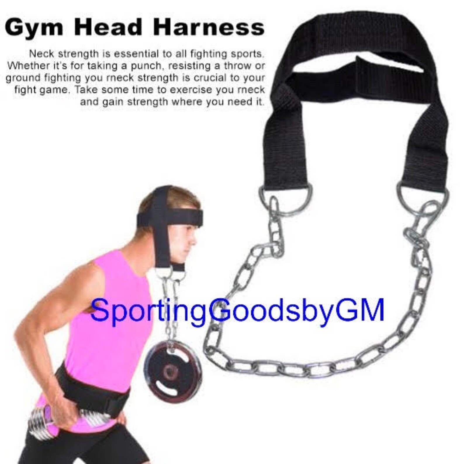 Gym Weight Lifting Head Neck strength Harness Strap Exercise Fitness ...