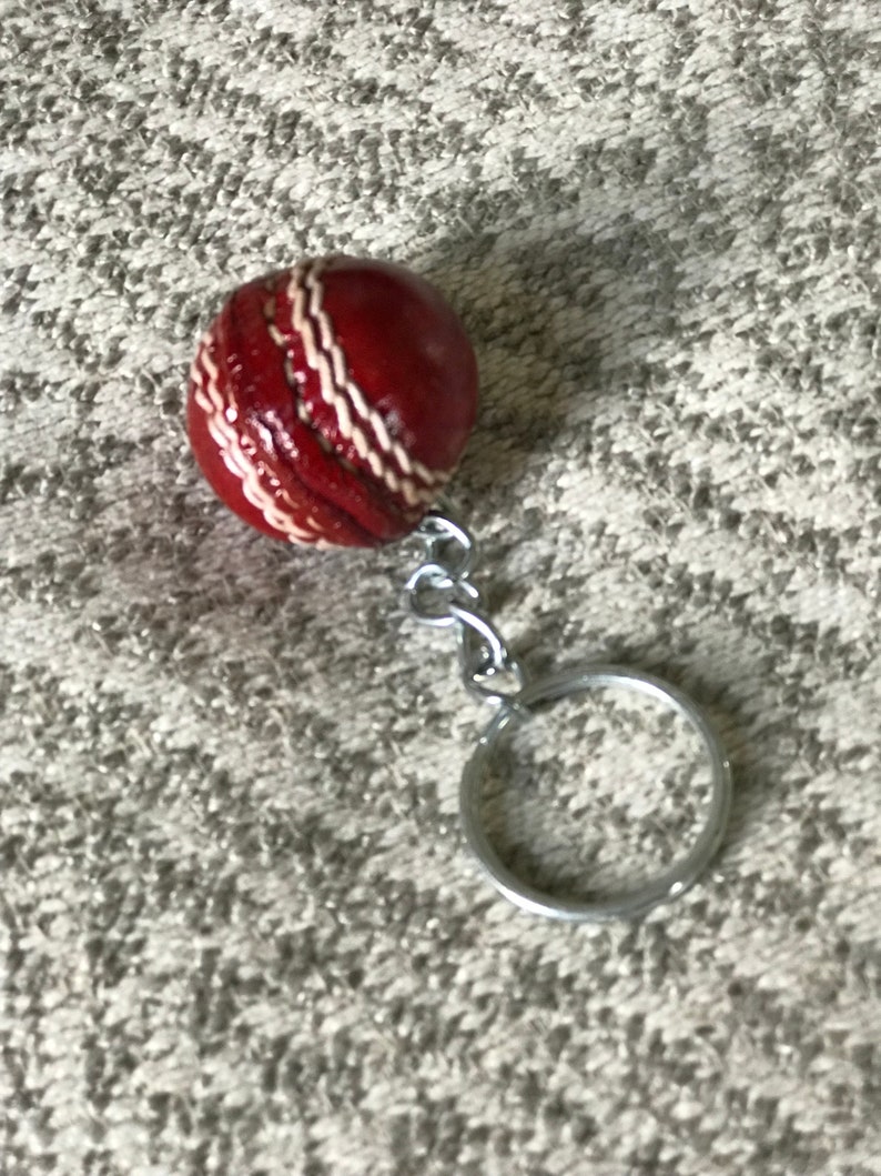 LEATHER RED Mini Cricket Ball Key Chain, RED Color Mini Cricket Ball ...