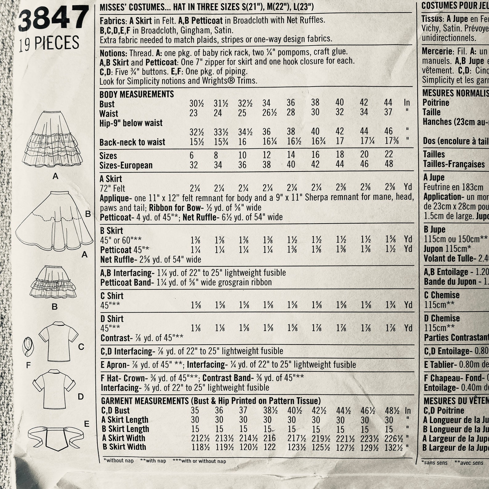 Simplicity #3847 Sewing Pattern for Poodle Skirt - Etsy