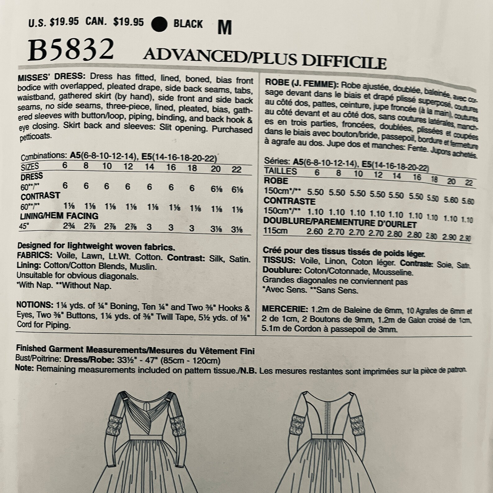 UNCUT Butterick Sewing Pattern #5832 19th C Costume - Etsy