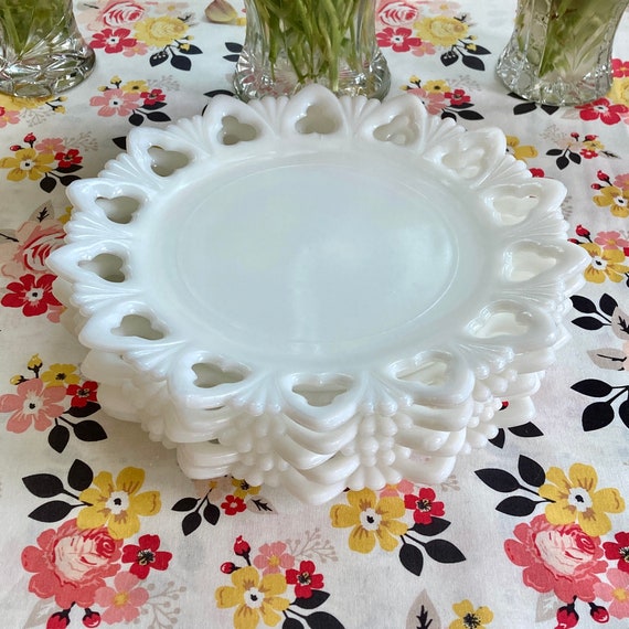 Set of Milk Glass Side Plates | Etsy