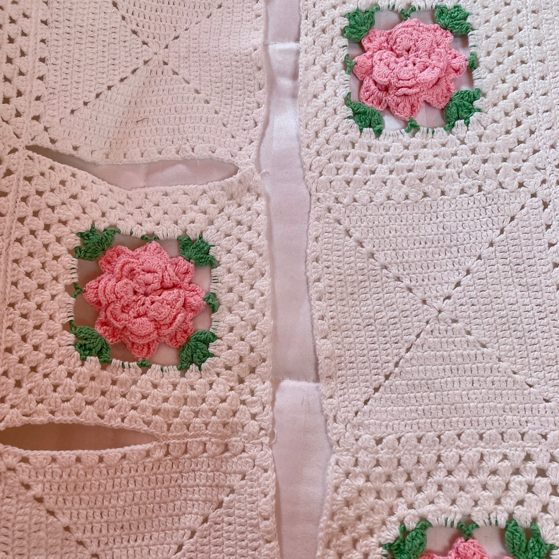 Vintage White Crochet Roses Afghan - Etsy