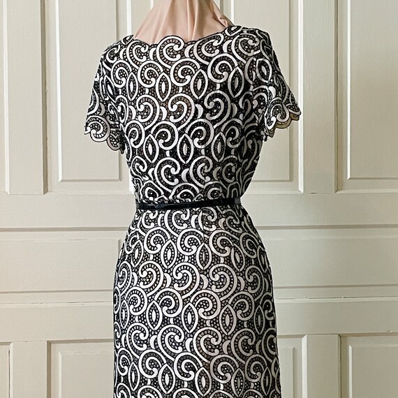 Black Swirl Cutout Wiggle Dress - Gem