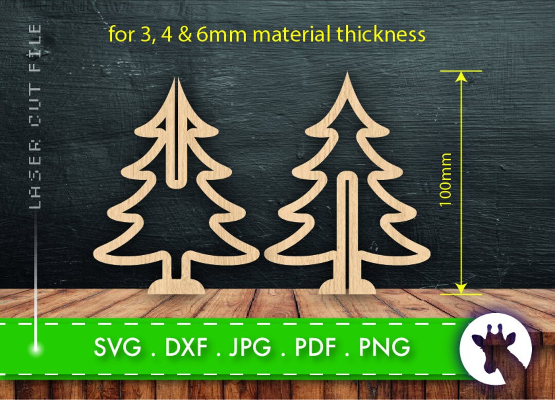 3d 4in Free Standing Christmas Tree DXF SVG Laser Cutter File Simple ...