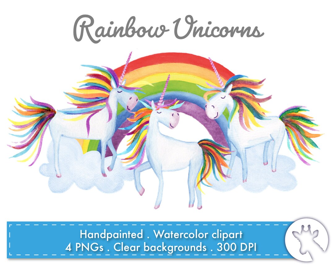 Watercolor Unicorn Clipart Unicorn Monogram Watercolour Rainbow Clipart ...