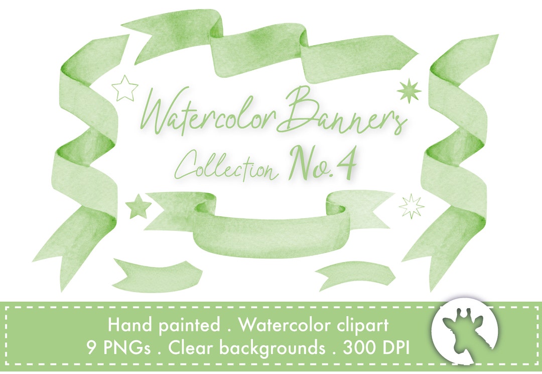 Watercolour Banner Clipart Watercolor Banner Clipart Swash - Etsy
