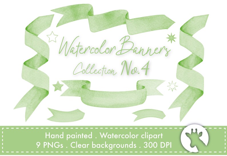 Watercolour Banner Clipart Watercolor Banner Clipart Swash | Etsy