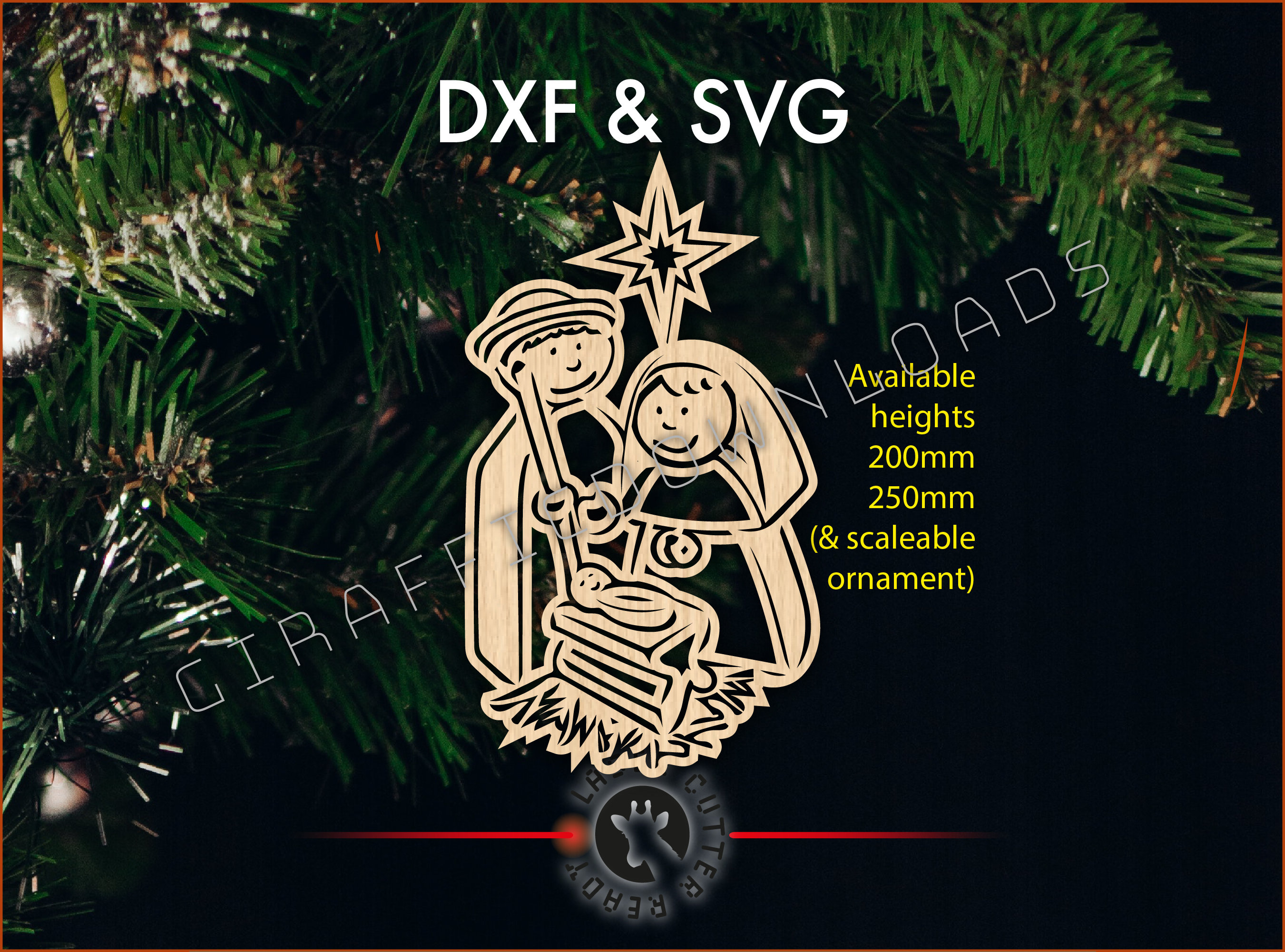 3in 10in Scaleable DXF SVG Nativity Scene Window Ornament Christmas ...