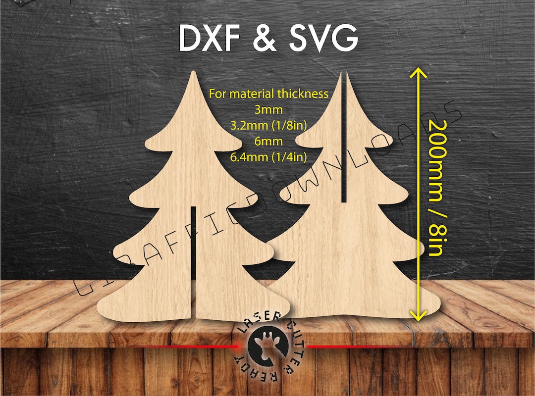 3D 8in / 200mm SVG DXF Christmas Tree File Simple Cute CNC Router ...