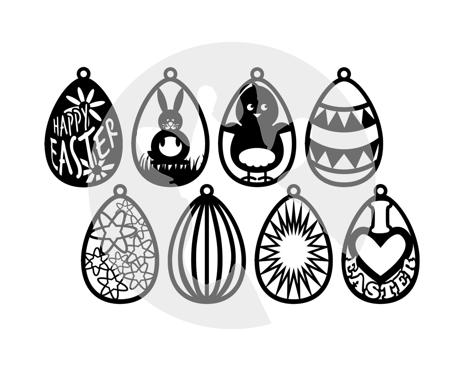 Easter Eggs SVG Easter Hanging Ornaments SVG Easter Laser Cut - Etsy