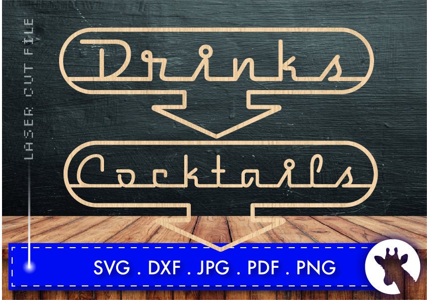 Drinks Cocktails SVG Sign Banner for Cocktail Bar Drinks Bar - Etsy