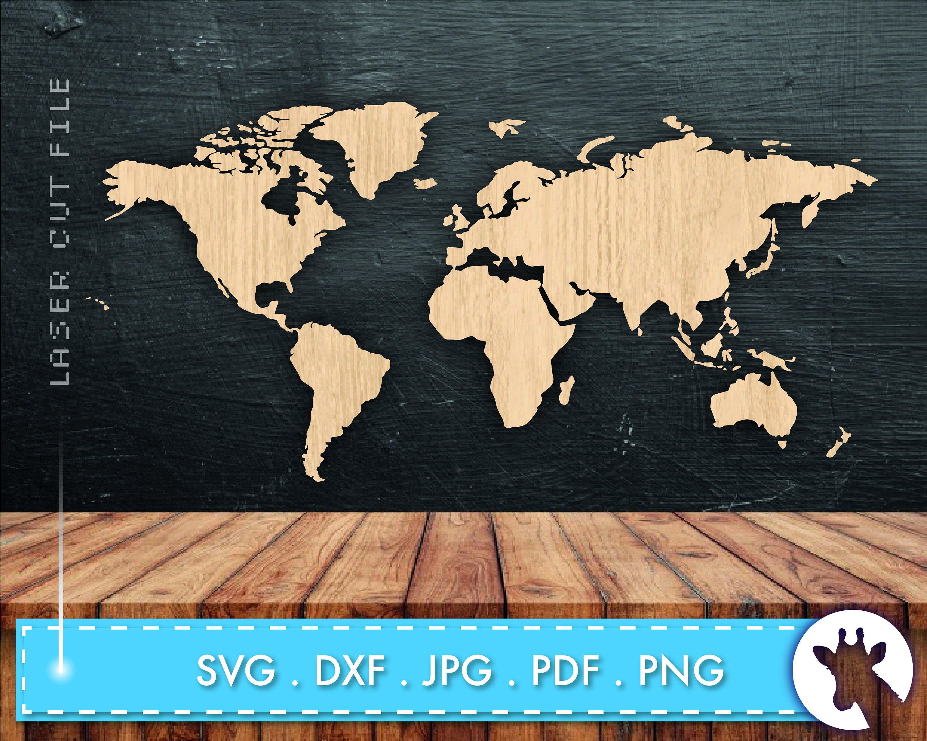 World Map SVG Die Cut World Map DXF laser cut world map laser - Etsy España