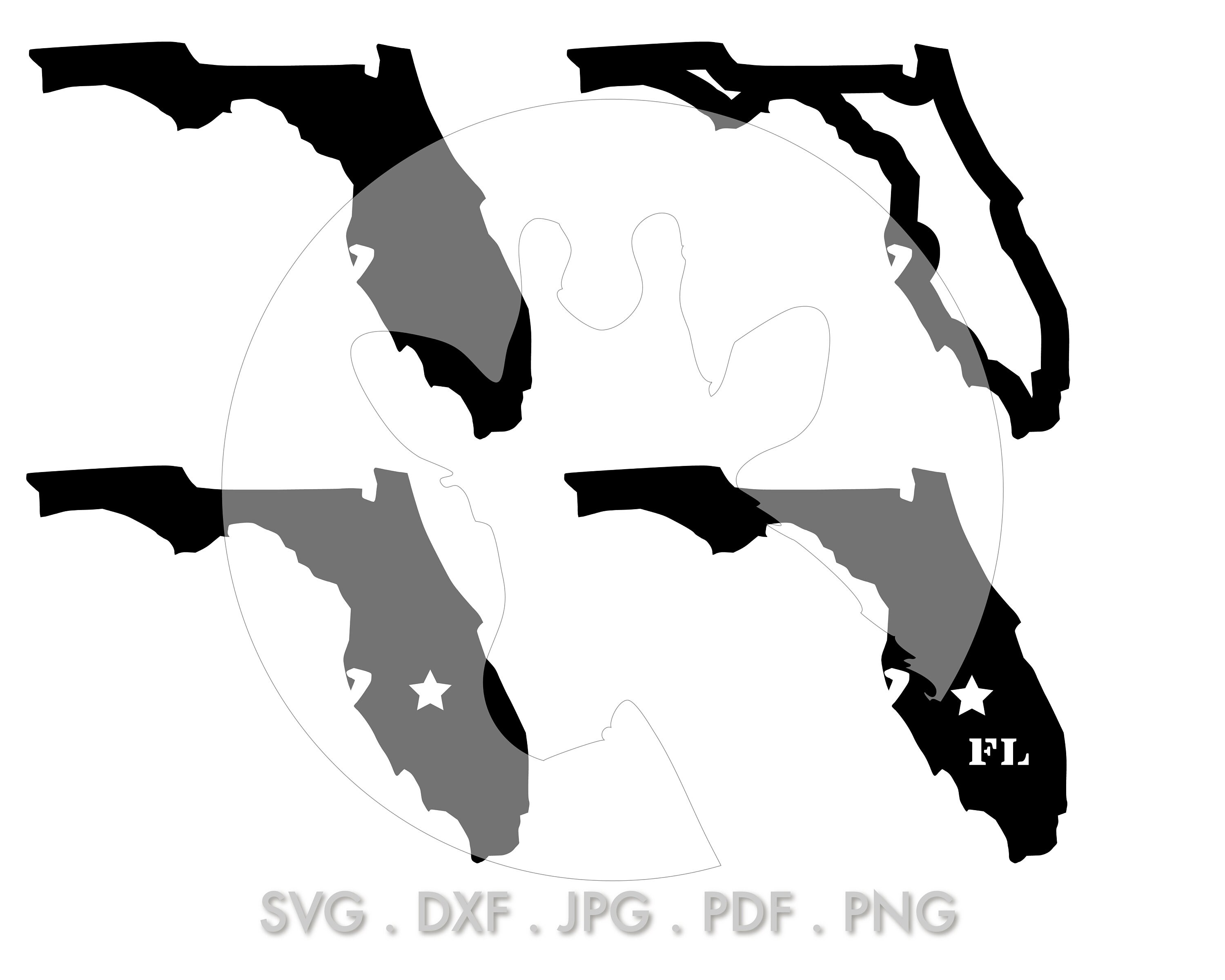 FLORIDA STATE Svg FL Home State Dxf Laser Cut Digital Files Cnc Router ...