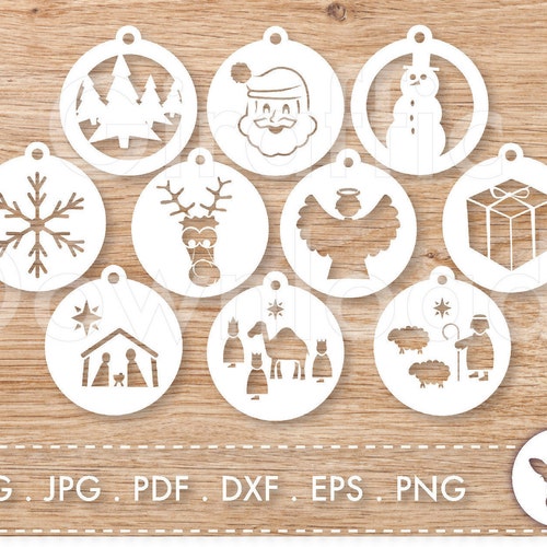 Christmas Ornaments Svg Bundle Downloadable Laser Cut Files Etsy