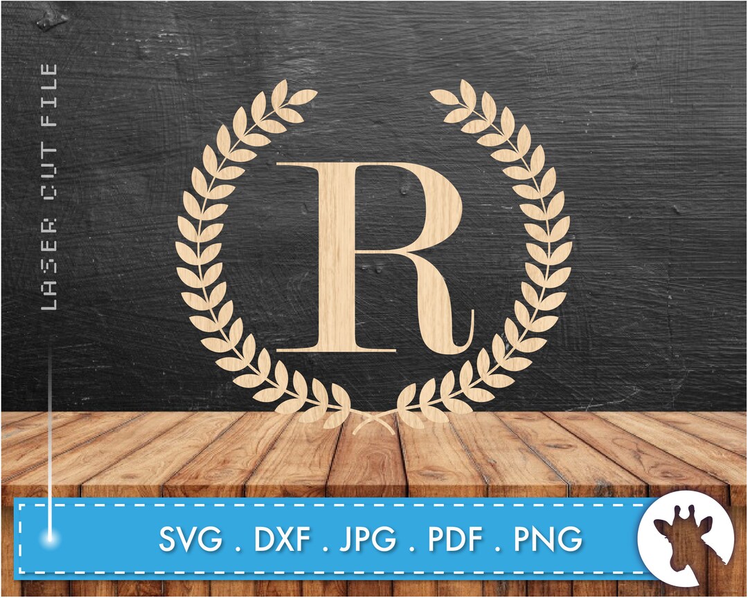 Letter R Leaf Wreath Monogram SVG Digital Wall Art Design CNC Files for ...