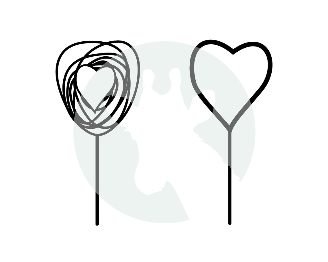 Love Heart Cake Topper SVG DXF File Laser Cutter Silhouette - Etsy