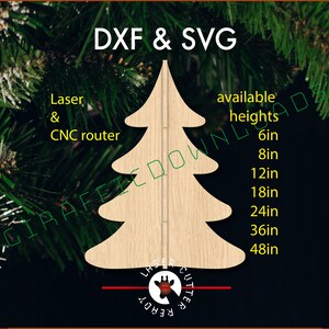 3D Large 48in / 1200mm SVG DXF CNC Standing Christmas Tree File Simple ...
