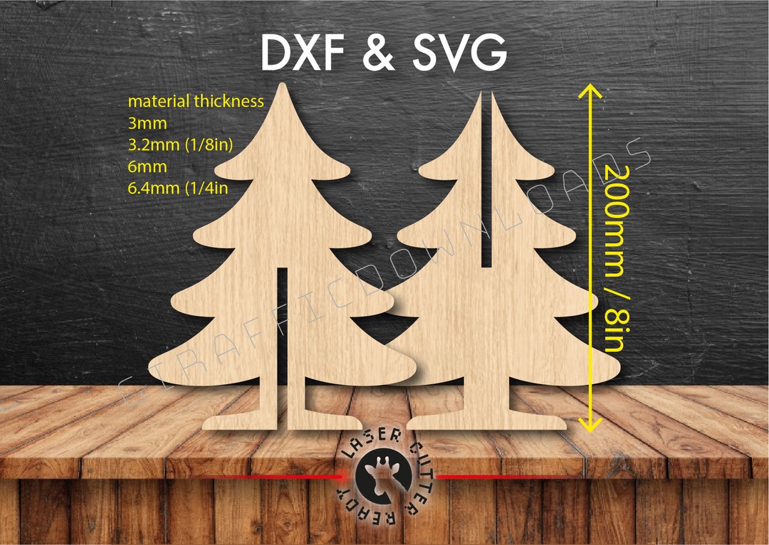 3D 8in Standing Christmas Tree SVG File for Laser Cutter Various ...