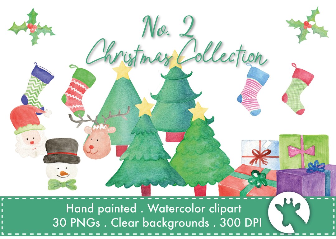 Handpainted PNG Christmas Watercolor Clipart Christmas Tree - Etsy