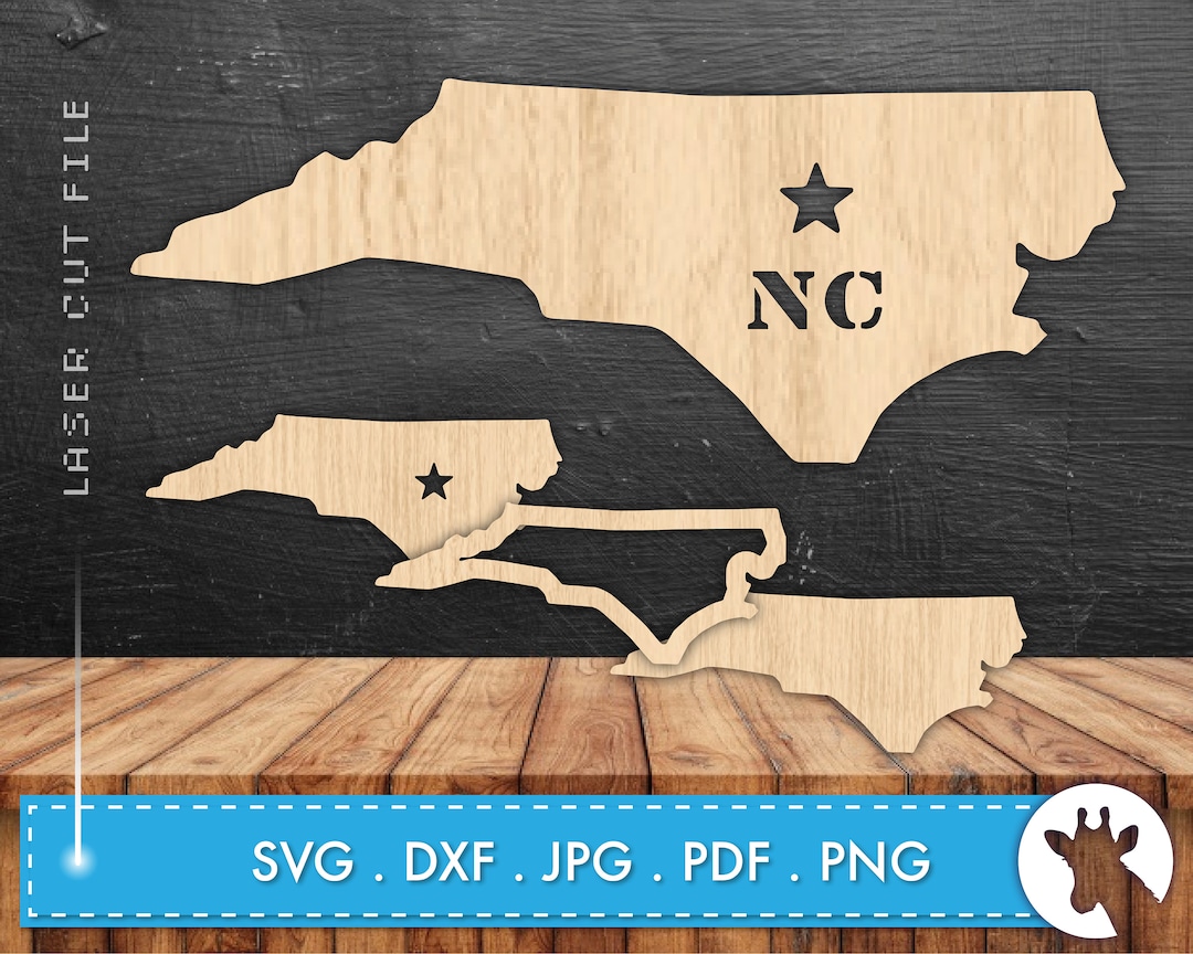 NORTH CAROLINA State Svg NC Home State Dxf Laser Cut Digital Files Cnc ...