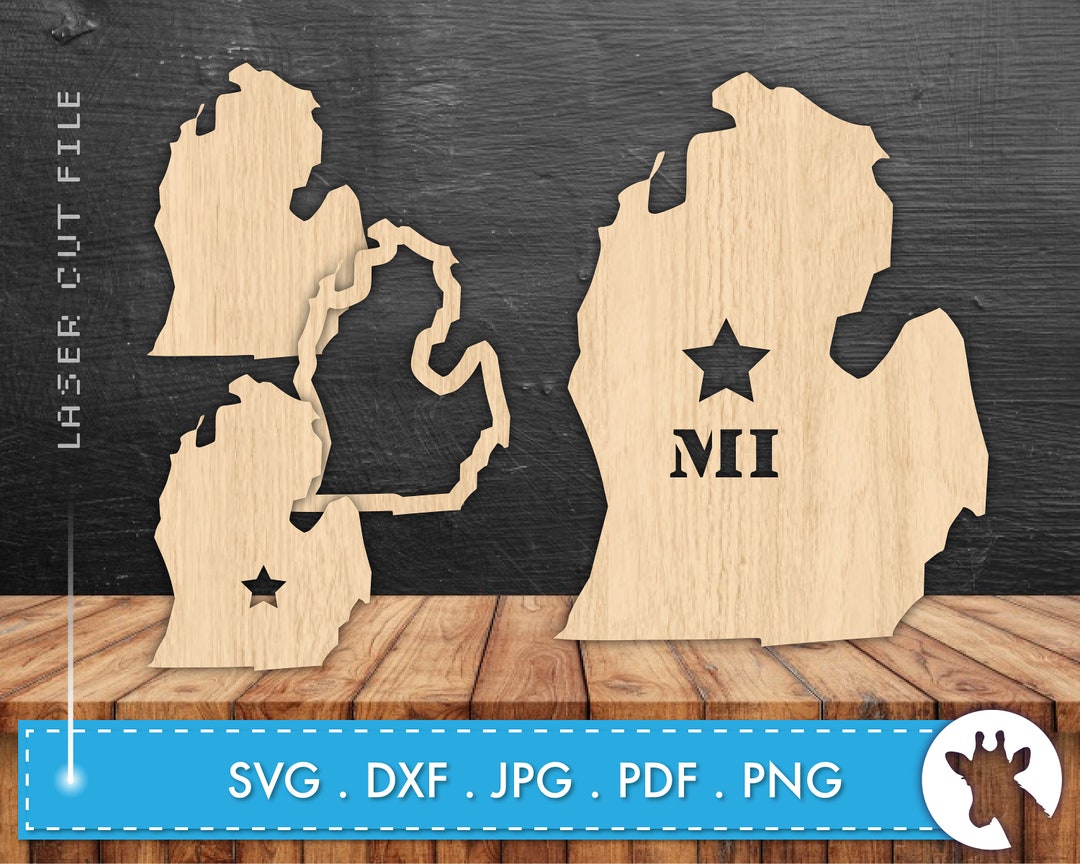 MICHIGAN STATE Svg MI Home State Dxf Laser Cut Digital Files Cnc Router ...