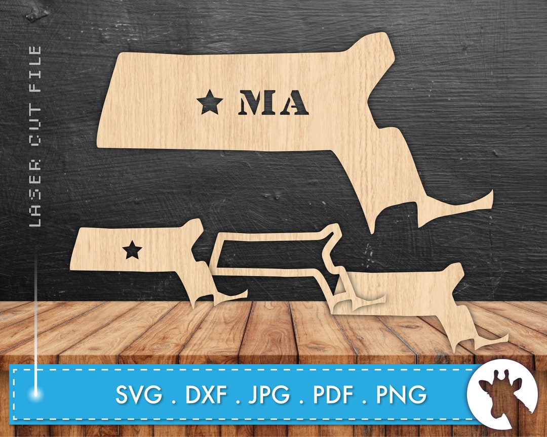 MASSACHUSETTS STATE Svg MA Home State Dxf Laser Cut Digital Files Cnc ...