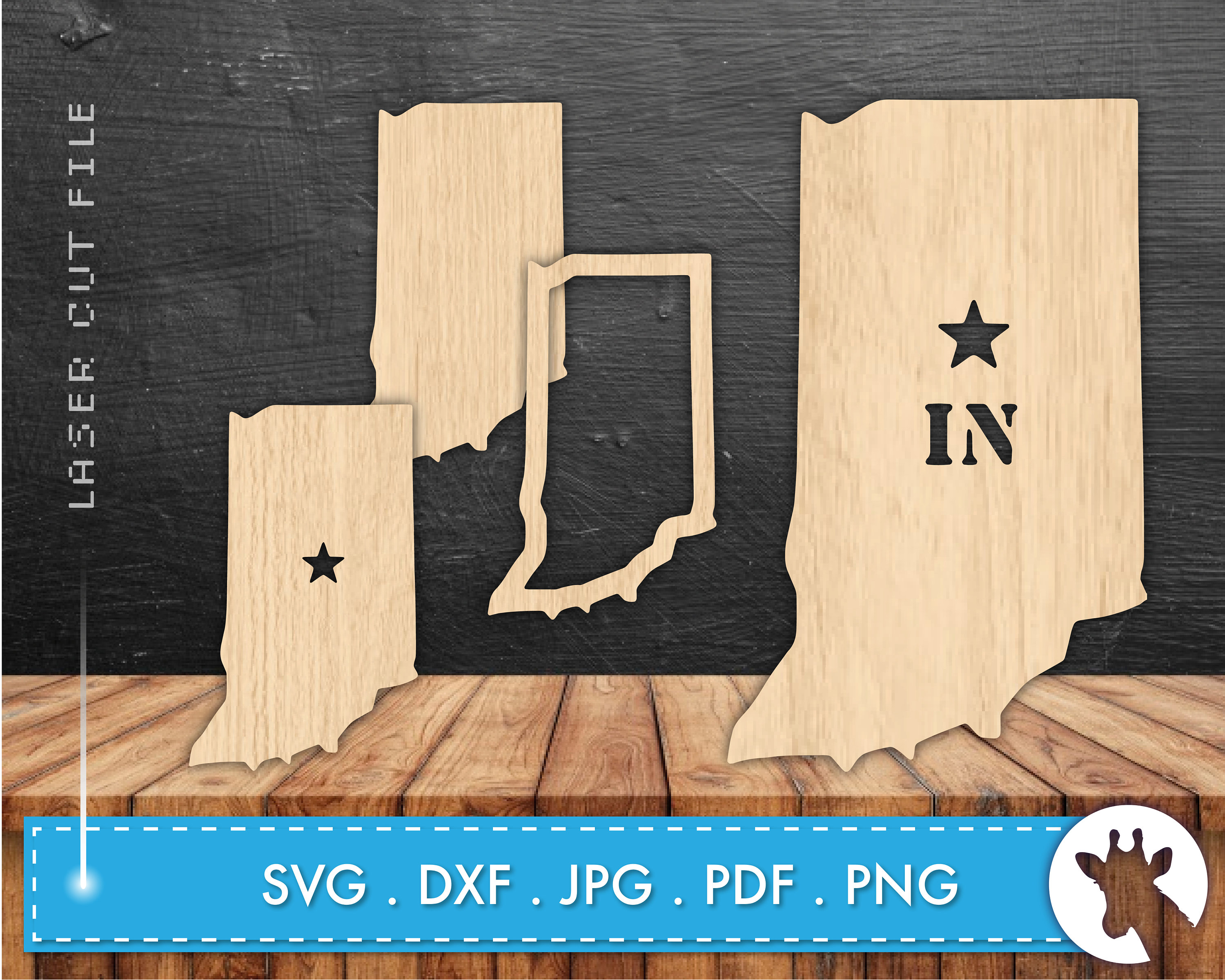 INDIANA STATE Svg IN Home State Dxf Laser Cut Digital Files Cnc Router ...