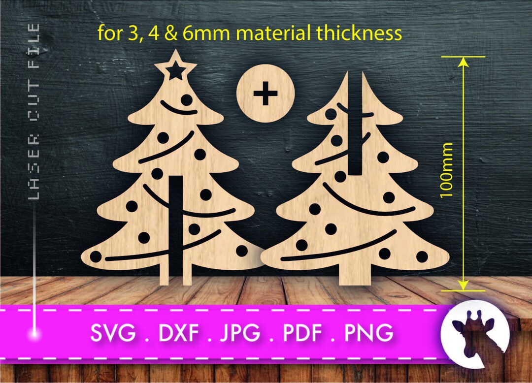 3D 100mm / 4in DXF SVG Christmas Tree Free Standing Laser Cutter Files ...