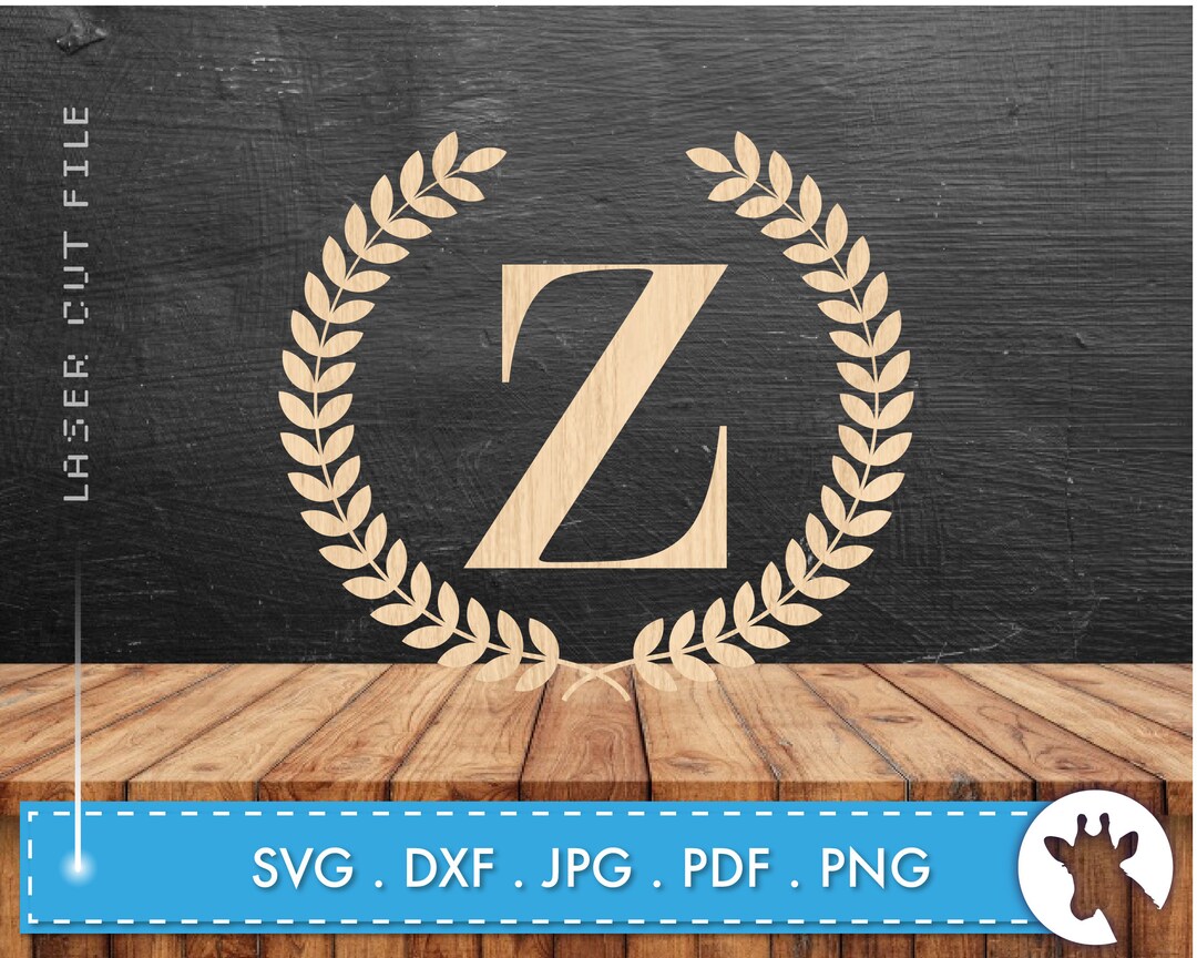 Letter Z Leaf Wreath Monogram SVG Digital Wall Art Design CNC Files for ...