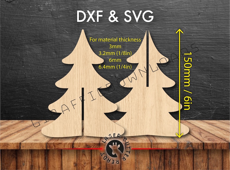 3D 6in / 150mm SVG DXF Christmas Tree File 1/8in Freestanding CNC ...
